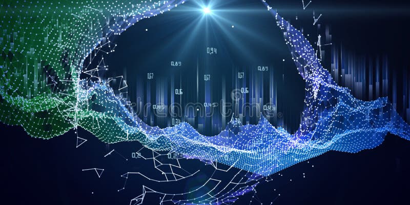 Abstract Polygonal Background Artificial Intelligence on Grid Data. Analytics Algorithms Banner ...