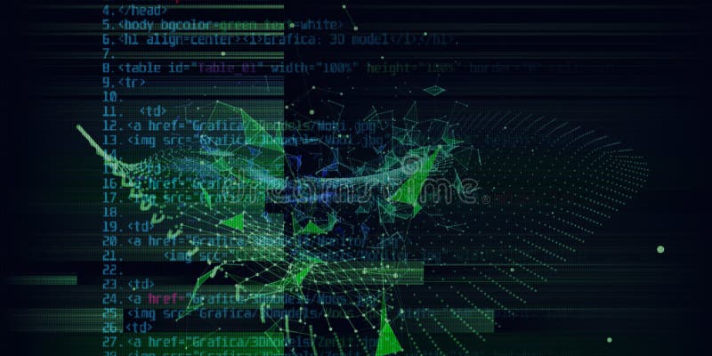 Abstract Polygonal Background with Code Grid Algorithm and Blurred ...