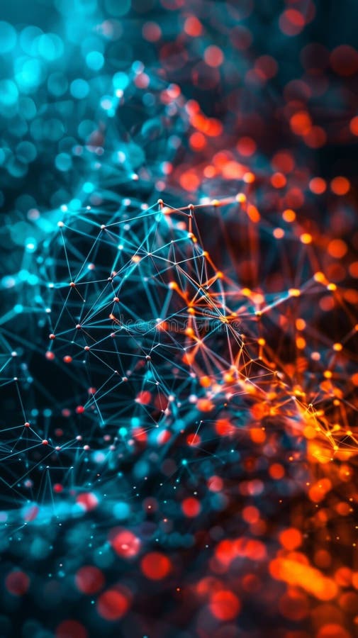 Abstract Polygonal Background Showing Interconnected Nodes with Orange ...