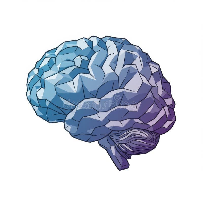 Abstract Polygonal Brain Illustration in Blue and Purple Gradient Stock ...
