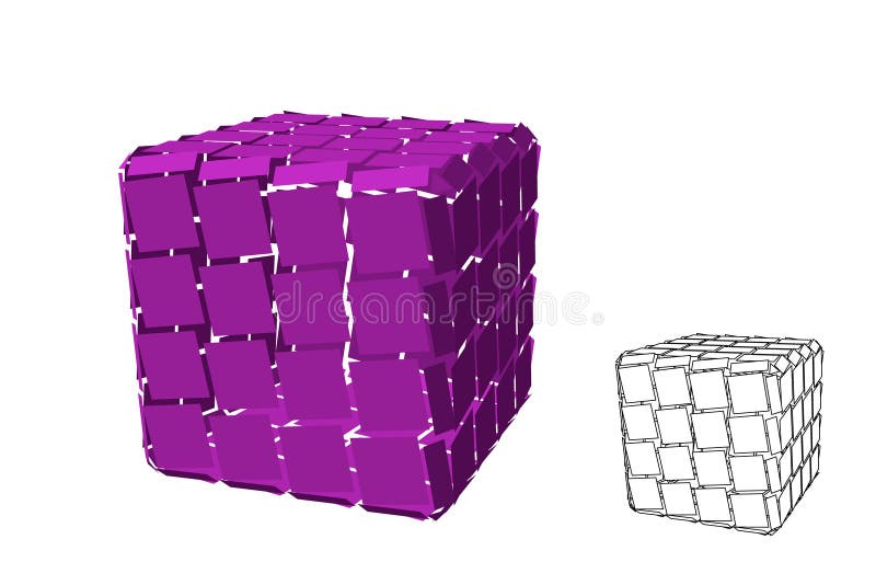 Abstract Polygonal Broken Cube. 3d Vector Illustration. Isometric ...