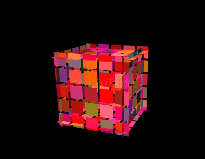 Abstract Polygonal Cube with Cuts. 3d Vector Colorful Illustration ...