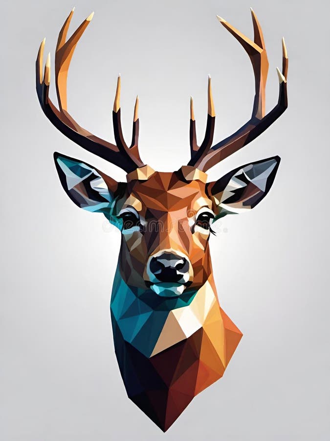 Abstract Polygonal Deer with Geometric Shapes on White Background ...