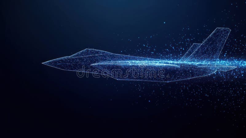 Abstract Polygonal Fighter Jet in Flight, Digital Art, Glowing ...