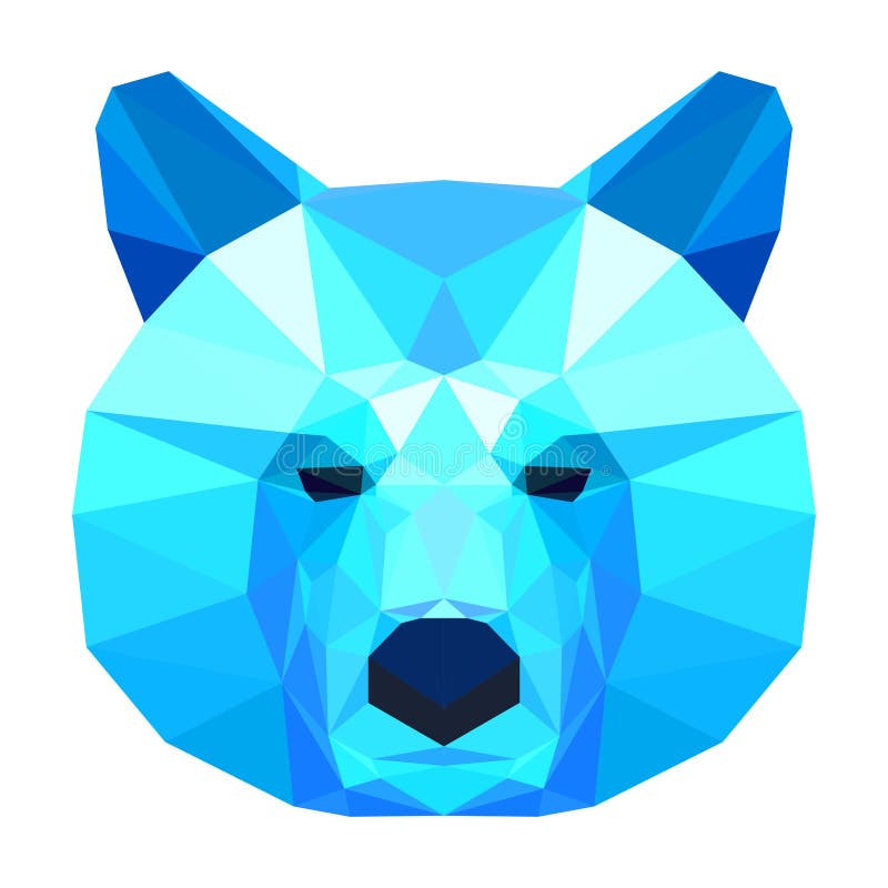 Abstract Polygonal Geometric Triangle Blue Bear Portrait Stock Vector ...