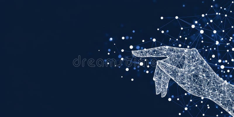 Abstract Polygonal Hand Reaching through Connected Data Points on Dark ...