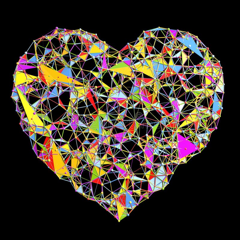 Set of Polygonal Heart Symbols. Vector Icons Stock Vector ...