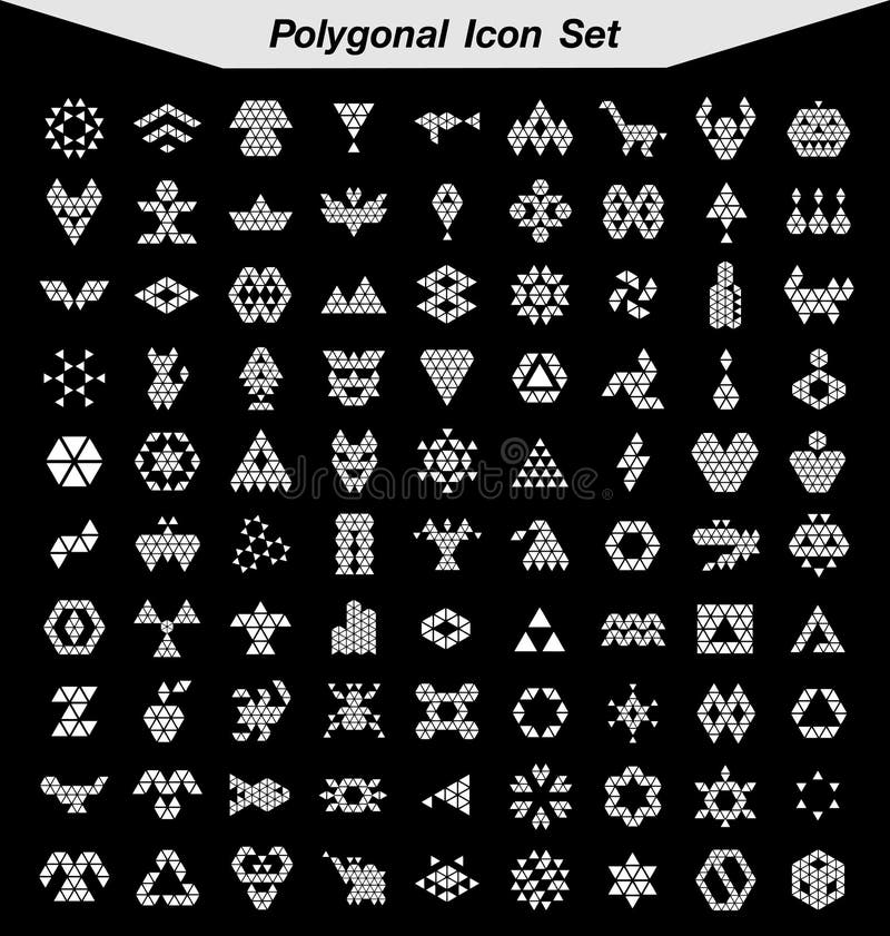 Abstract Polygonal Icon Set Stock Illustration - Illustration of ...
