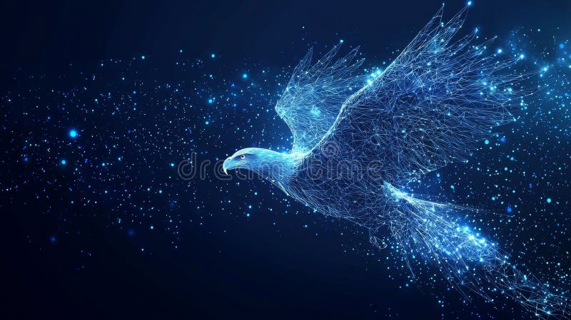 An Abstract Polygonal Illustration of an Eagle in Flight is Crafted ...
