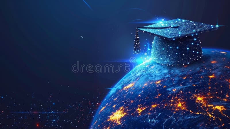 An Abstract Polygonal Abstract Isolated on Dark Background. Earth ...