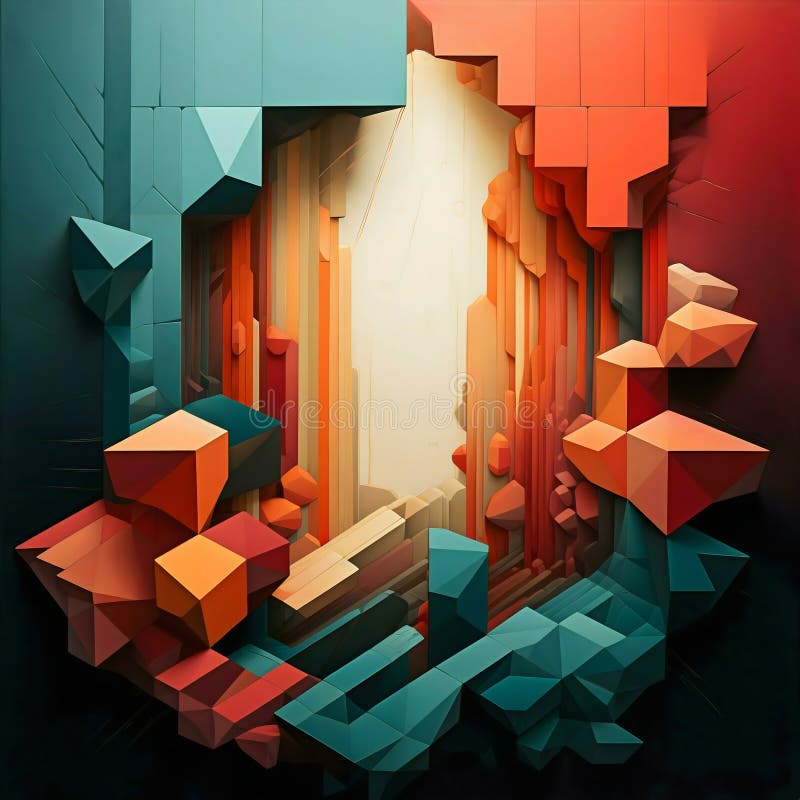 Abstract Polygonal Landscape: a Digital Masterpiece Stock Illustration ...