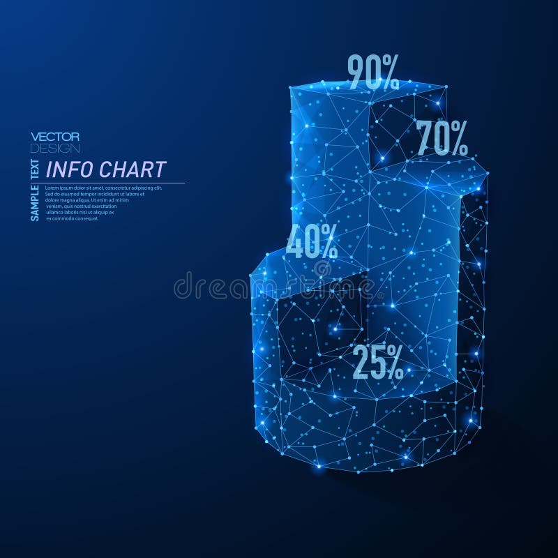 Abstract Polygonal Light of 3D Pie Chart Infographic Stock Illustration ...