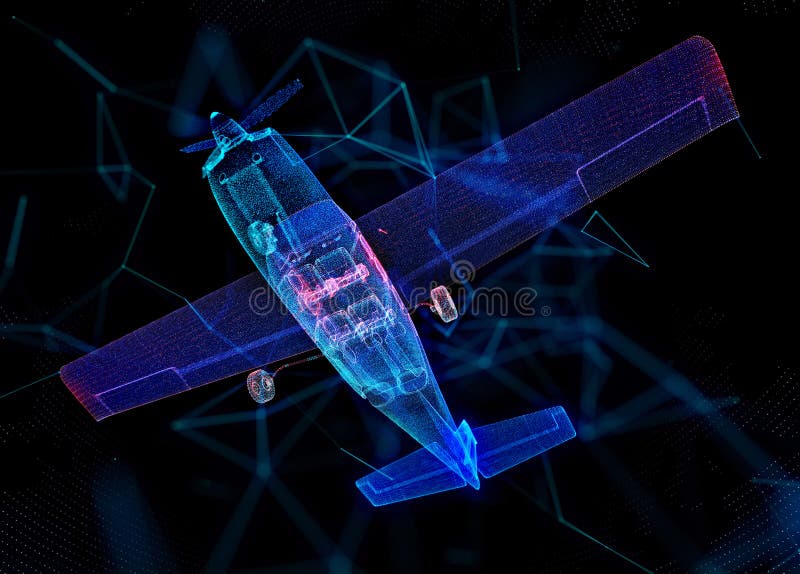 Abstract Polygonal Light Small Aircraft. Airplane Light Effect ...