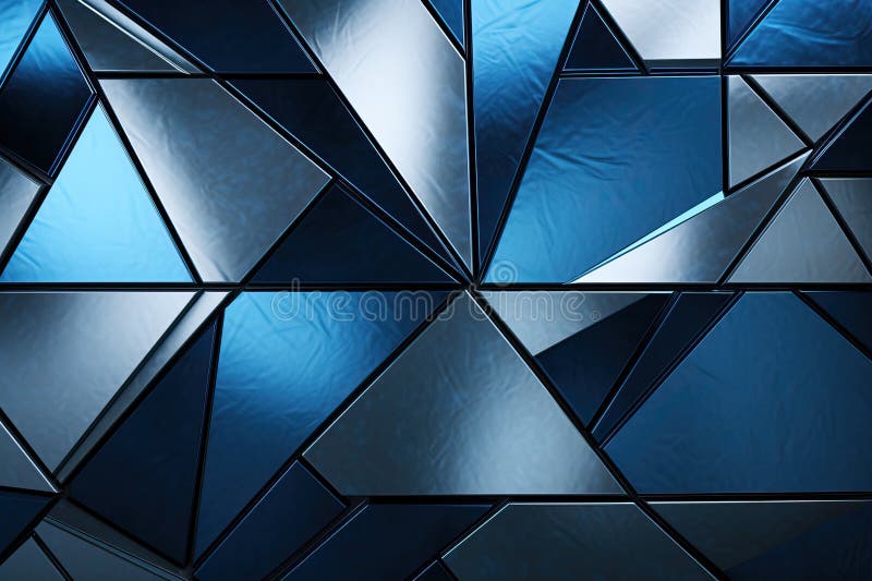 Abstract Polygonal Metal Surface. Geometric Poly Blue and Gray ...