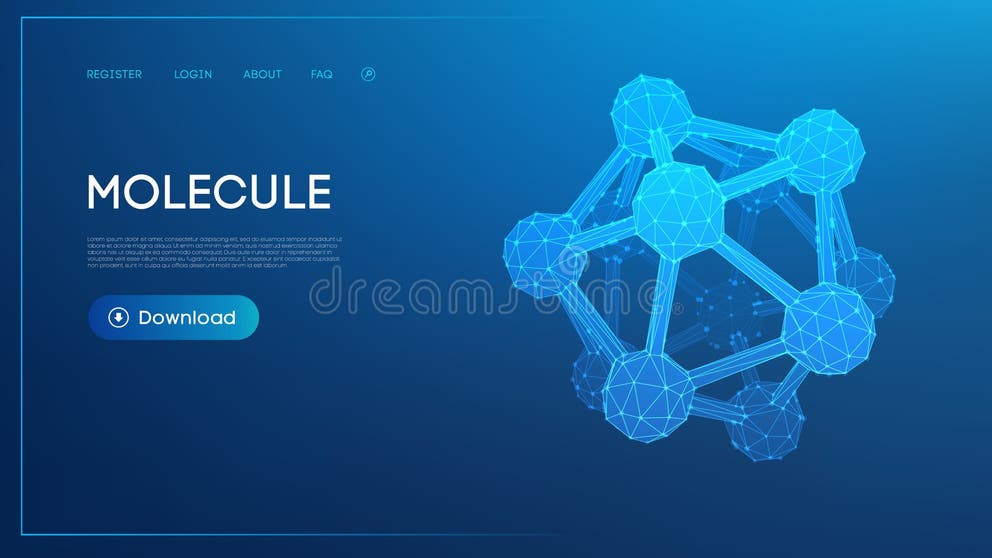 Abstract Polygonal Molecular Network with Neon Blue Highlights and 3D ...