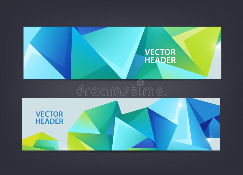 Abstract Polygonal, Mosaic, Geometric, Triangular 3d Pattern Banners ...
