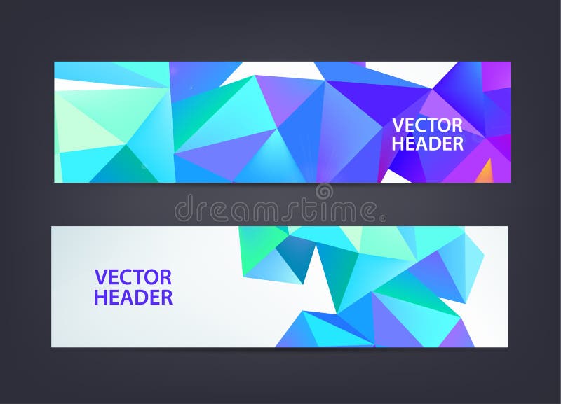 Abstract Polygonal, Mosaic, Geometric, Triangular 3d Pattern Banners ...
