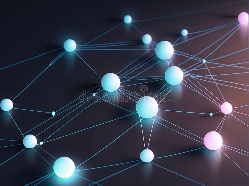 Abstract Polygonal Network Connecting Dots on Black Background Stock Illustration - Illustration ...