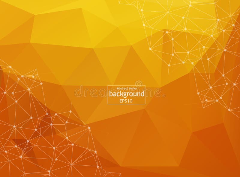 Abstract Polygonal Orange Background with Connected Dots and Lines ...