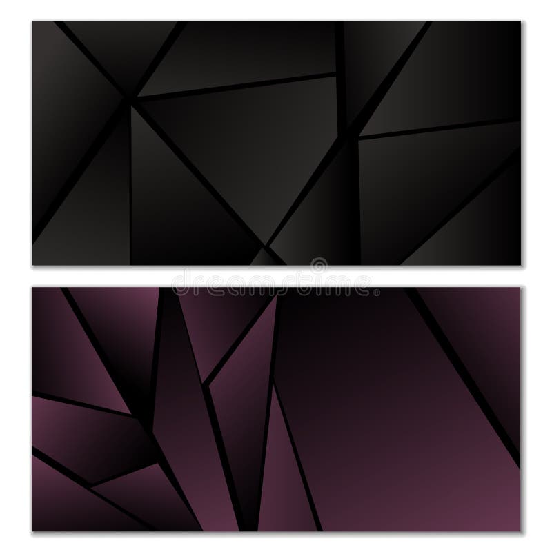 Abstract Polygonal Pattern. Set of Two Dark Gradient Polygonal Backgrounds. Background Design ...