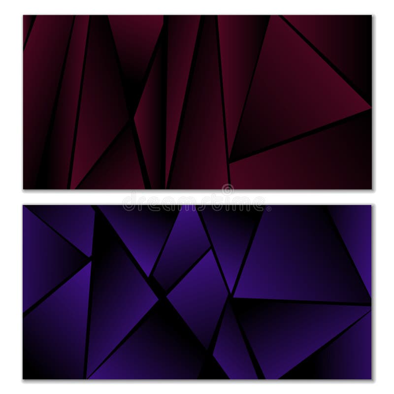Abstract Polygonal Pattern. Set of Two Dark Gradient Polygonal Backgrounds. Background Design ...