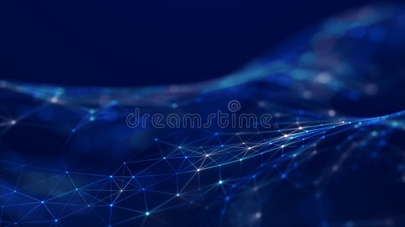 Abstract Polygonal Space with Connecting Dots and Lines. Dark ...