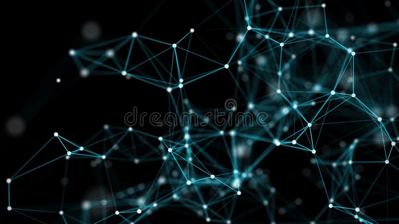 Network Connection Structurelow Poly Shape With Connecting Dots And Lines On Dark Background3d