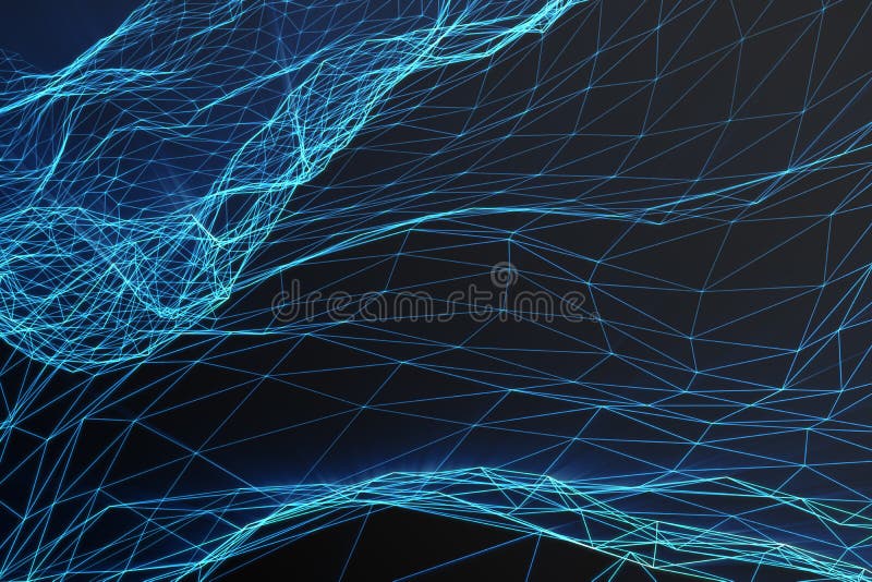 Abstract Polygonal Space Low Poly Dark Background with Connecting Dots ...
