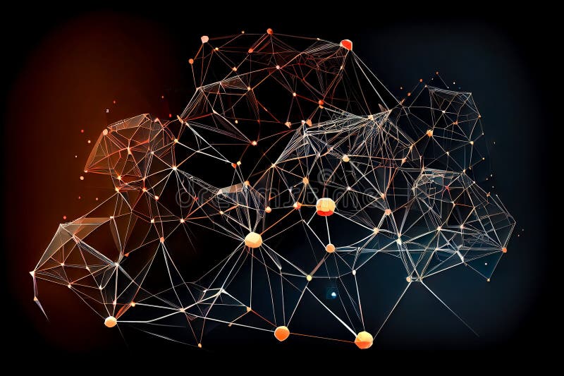 Abstract Polygonal Space Low Poly Dark Background with Connecting Dots ...