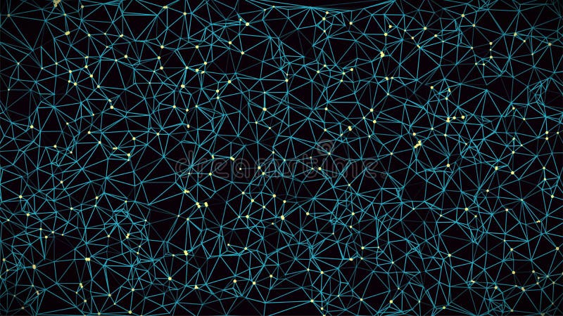 Abstract Polygonal Structure. Black and Blue Geometric Pattern. Network ...