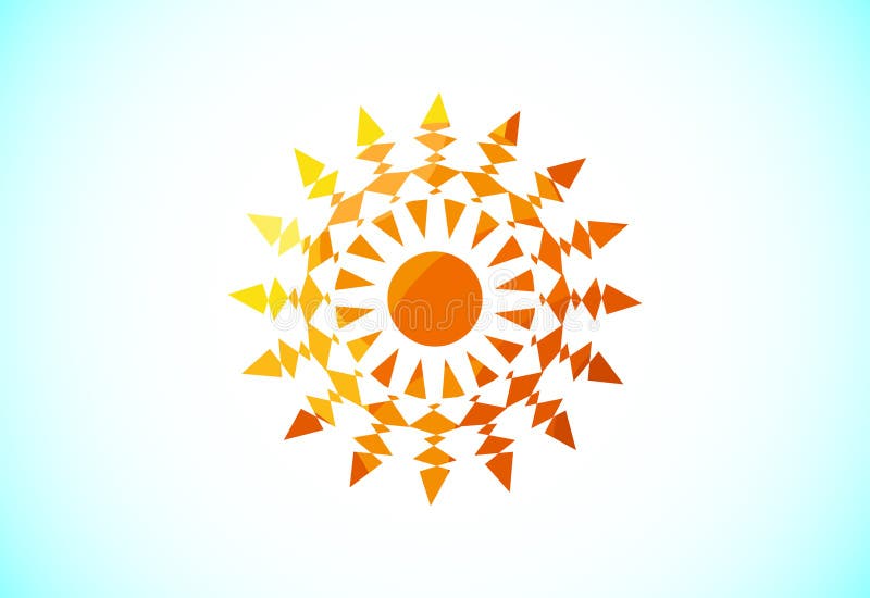 Abstract Polygonal Sun Logo Design, Solar Sunburst Icon. Geometric ...