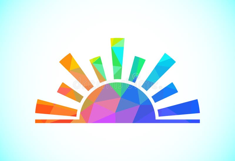 Abstract Polygonal Sun Logo Design, Solar Sunburst Icon. Geometric ...