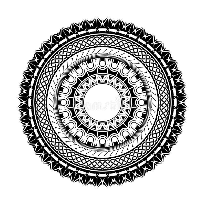 Maori Polynesian Ethnic Circle Tattoo Shape Stock Vector - Illustration ...