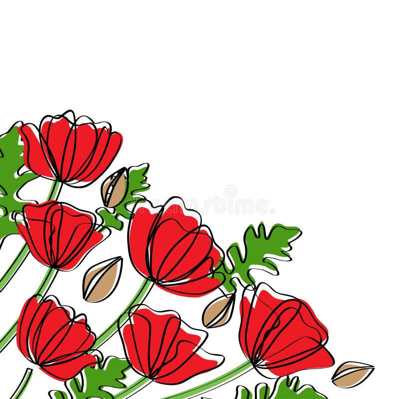 Abstract Poppy Corner Decoration Stock Vector - Illustration of floral ...