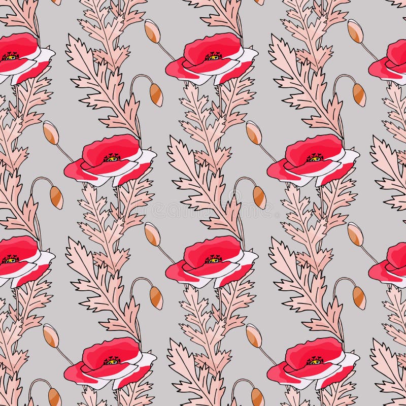 Abstract Poppy Seamless Pattern for Textile Design. Floral Seamless ...