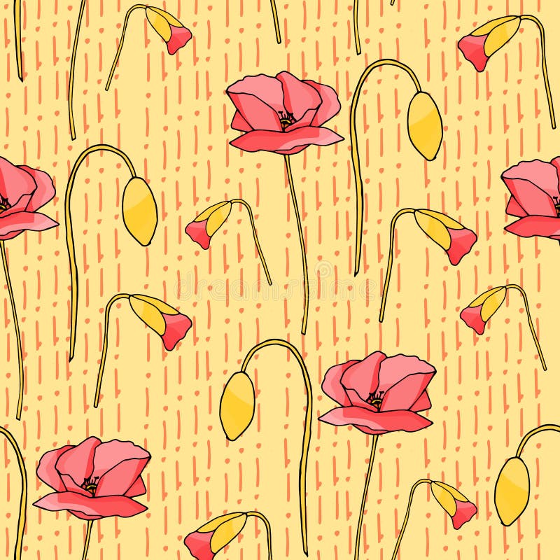 Abstract Poppy Seamless Pattern for Textile Design. Floral Seamless ...