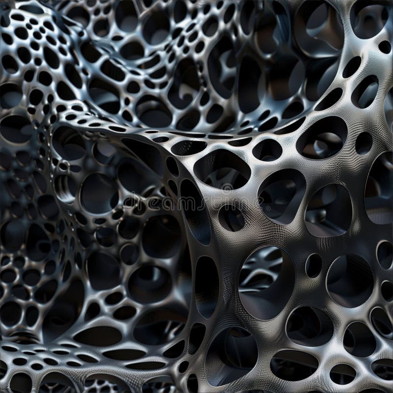 Abstract Porous Black Shapes from a 3D Printer Stock Illustration ...