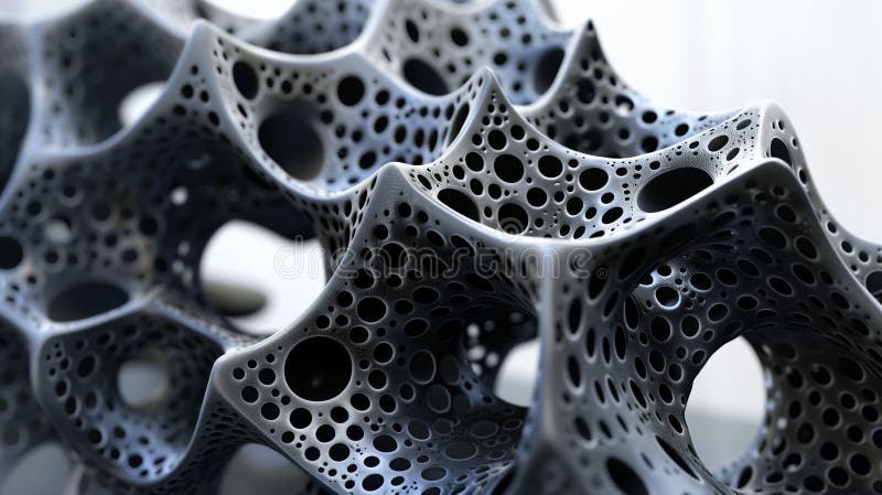 Abstract Porous Black Shapes from a 3D Printer Stock Photo - Image of ...