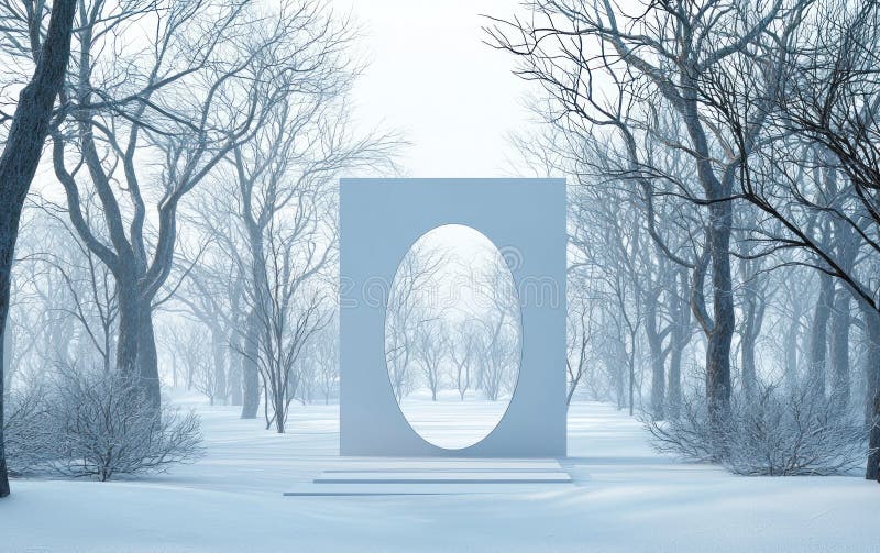 Abstract Portal in a Snowy Forest Landscape Stock Image - Image of ...