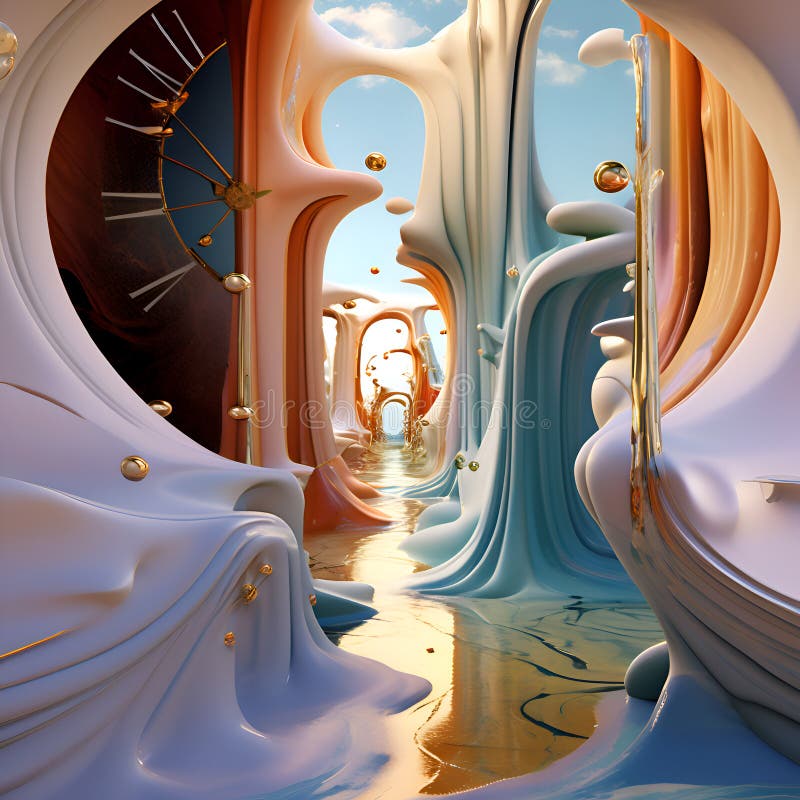 Abstract Portal of Time and Four Dimension Concept. Pastel Colors ...