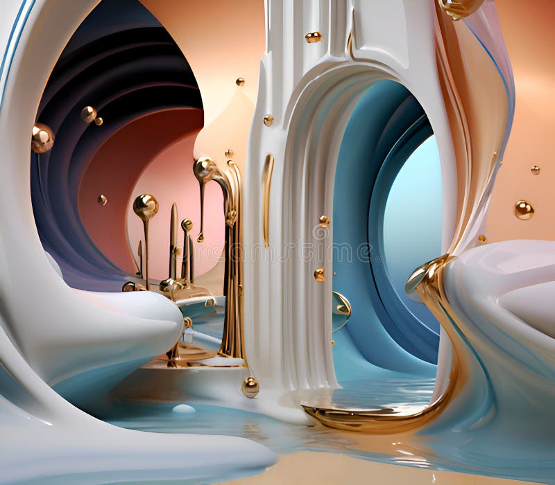 Abstract Portal of Time and Four Dimension Concept. Pastel Colors ...