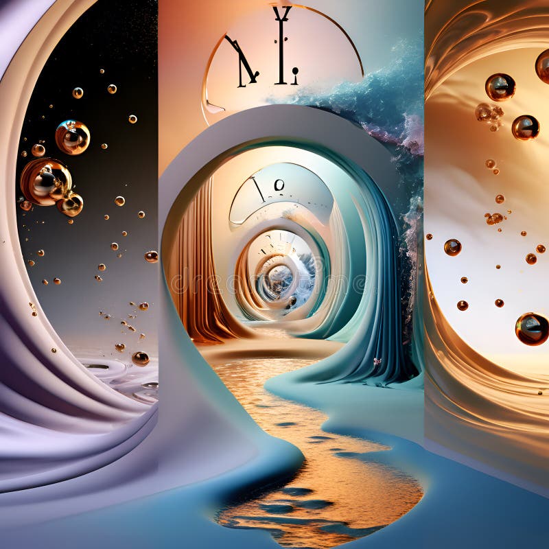 Abstract Portal of Time and Four Dimension Concept. Pastel Colors ...