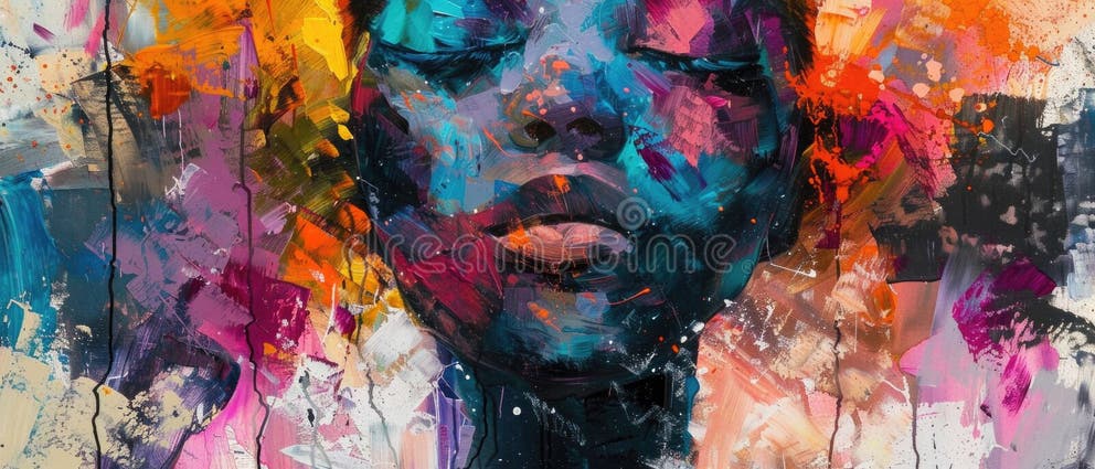 Abstract Portrait with Bold Colors and Textures Stock Illustration ...