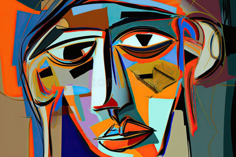 Abstract Portrait with Bright Flowers of Different Shapes. Generative ...