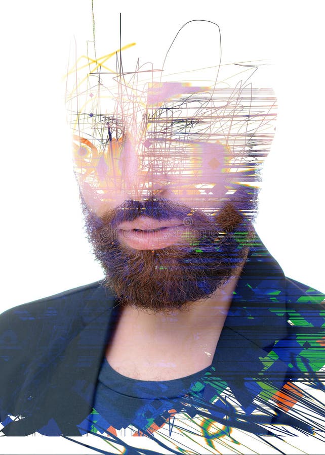 An Abstract Portrait of a Man Stock Photo - Image of multi, emotion ...