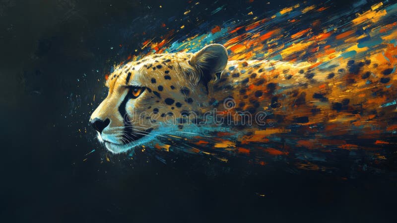 Abstract Portrait of a Cheetah with Paint Splatter Stock Illustration - Illustration of closeup ...