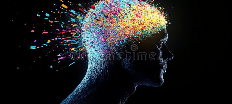 Abstract Portrait Creativity, Imagination, and Thought Exploding from ...