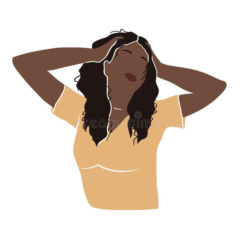 Abstract Portrait Of A Dark Skinned Woman With Hands At The Head