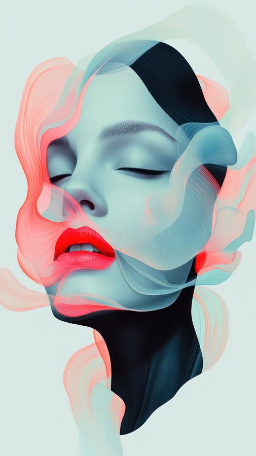 Abstract Portrait with Flowing Colors and Soft Features, Emphasizing ...