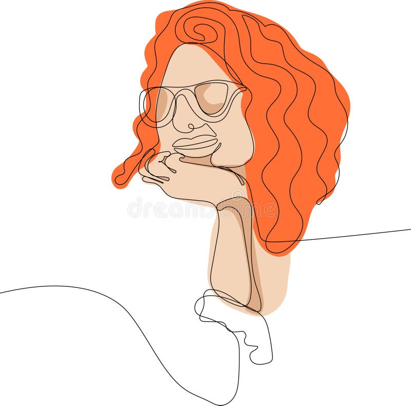 Abstract Portrait of a Girl from a Continuous Line Stock Vector ...